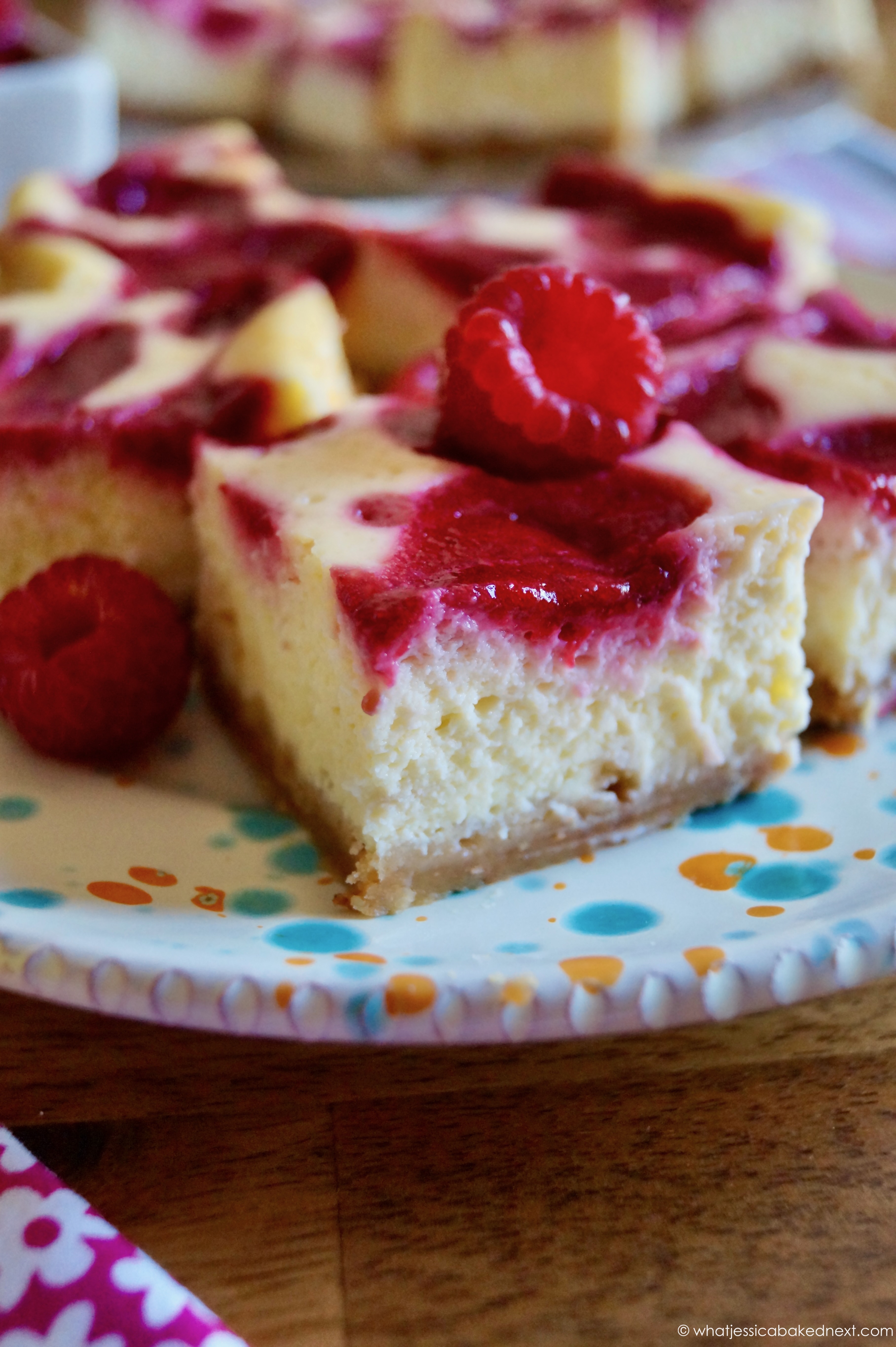 Raspberry Swirl Lemon Cheesecake Bars – What Jessica Baked Next